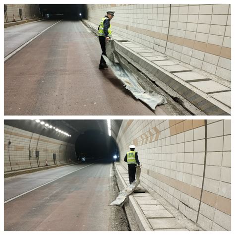 高速公路突现洒落物，交警及时清除保安全