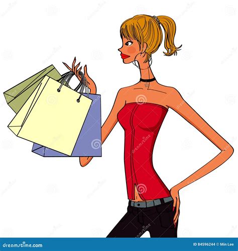 Stylish Women Holding Shopping Bags Stock Vector Illustration Of