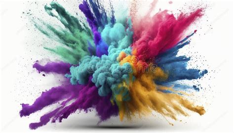 Colorful Powder Explode Isolated On White Background Stock Illustration