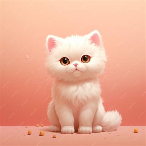 Premium Photo Cute Cat Cute Wallpaper In The Style Of Light Red And