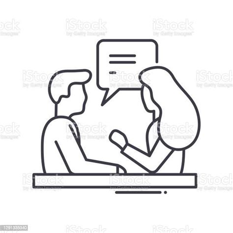 인터뷰 아이콘 선형 격리 된 일러스트레이션 얇은 선 벡터 웹 디자인 기호 흰색 배경에 편집 가능한 스트로크와 개요 개념 기호