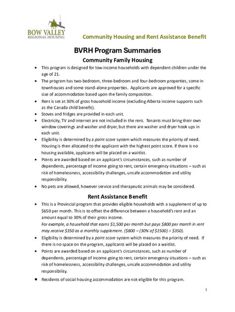 Fillable Online Bvrh Program Summaries Fax Email Print Pdffiller