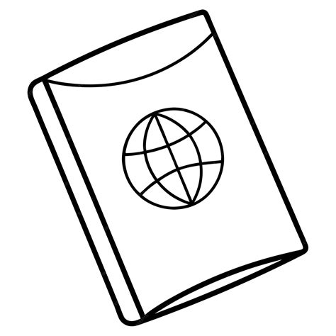 Passport Outline Coloring Book Page Line Art Drawing Premium Ai