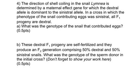 solved the direction of shell coiling in the snail linnea is