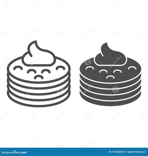 Crepes Con La L Nea Del Jarabe Y El Icono Del Glyph Crepes Con El