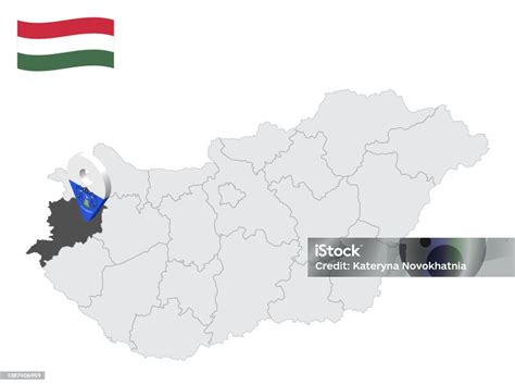 지도 헝가리에 위치 Vas 카운티 화병의 깃발과 유사한 3d 위치 표지판 당신의 디자인을 위해 헝가리의 지역과 품질지도 Eps10 0명에 대한 스톡 벡터 아트 및 기타