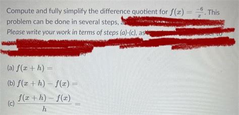 Solved Compute And Fully Simplify The Difference Quotient