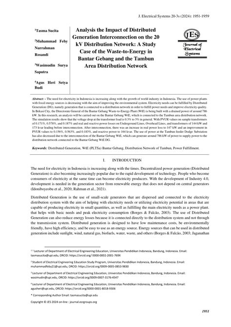 pdf analysis the impact of distributed generation interconnection on
