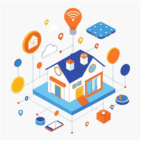 Technology Concept Flat Vector Style Illustration Featuring Smart Home