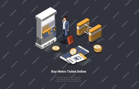 Premium Vector Metro Ticket Online Buying Concept Passenger Is Buying