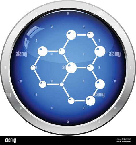 Icon Of Chemistry Hexa Connection Of Atoms Glossy Button Design Vector Illustration Stock