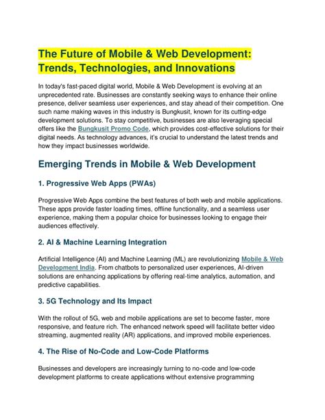 Ppt The Future Of Mobile And Web Development Trends Technologies And Innovations Powerpoint