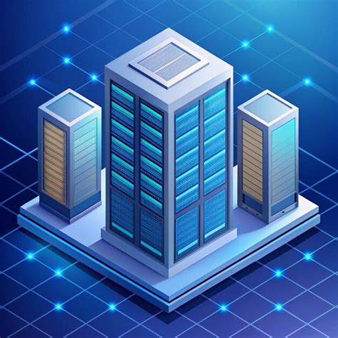 Isometric Server Design On Background For Modern And Efficient Data Management Solutions