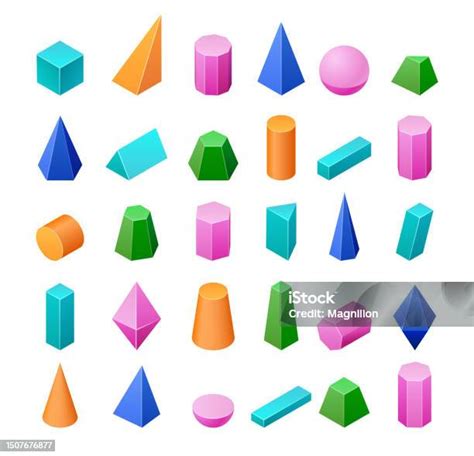 Geometric Shapes Isometric Vector Set向量圖形及更多octahedron圖片 Octahedron