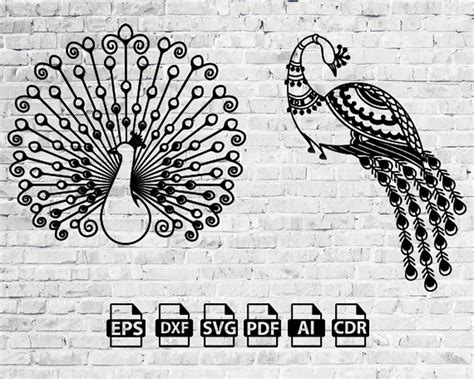 Peacock Design Laser Cut Svg Dxf Files Wall Sticker Engraving Etsy