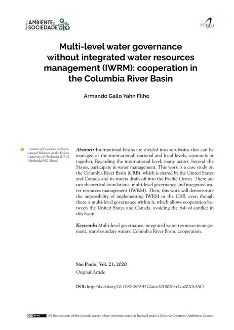 PDF Multi Level Water Governance Without Integrated Water Resources