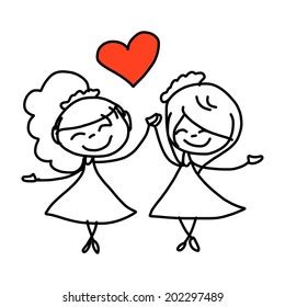 Hand Drawing Cartoon Concept Happy Same Stock Vector Royalty Free 202297489 Shutterstock