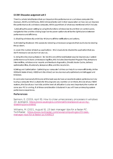Cs 2301 Discussion Assignment Unit 2 2 Disabling Windows Tip And Tricks This Turns Off The