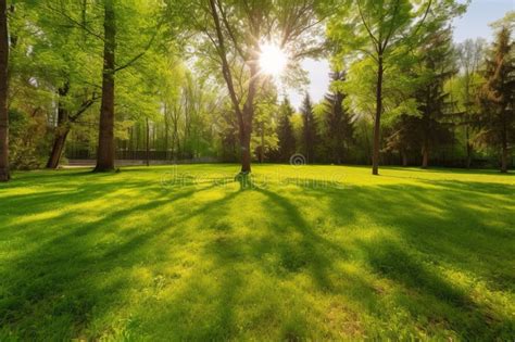 Green Grass Sunny Park Generate Ai Stock Illustration Illustration