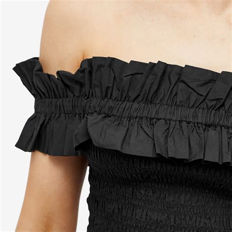 Ganni Off Shoulder Smock Top Black End Jp