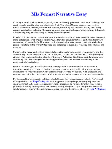 Mla Format Narrative Essay Pdf