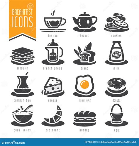 De Reeks Van Het Pictogram Van Het Ontbijt Vector Illustratie
