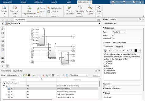 Requirements Manager Manage Requirements And Links In Model Matlab