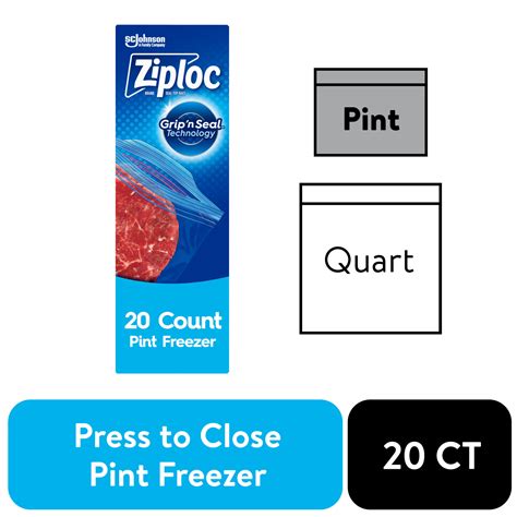 2 Pack Ziploc Brand Pint Freezer Bags With Grip N Seal Technology