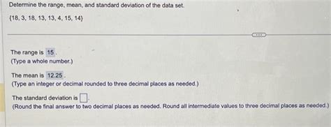Solved Determine The Range Mean And Standard Deviation Of Chegg
