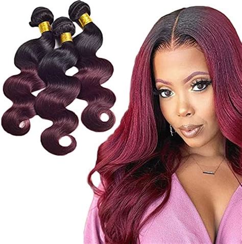 1b 99j Bundles Hunman Hair Ombre Burgundy Human Hair 3