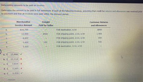 Solved Determining Amounts To Be Paid On Invoices Determine