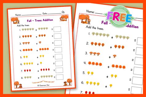Fall Trees Addition Worksheet Classroom Star Worksheets