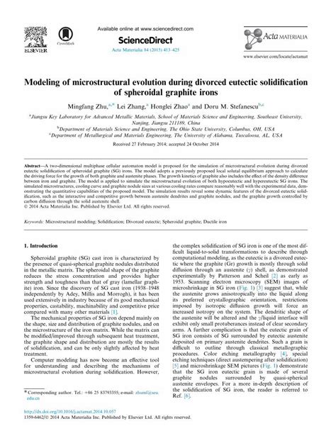 Pdf Modeling Of Microstructural Evolution During Divorced Eutectic