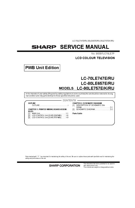 SHARP LC 70LE747E LC 80LE657E LC 90LE757E K RU PWB UNIT EDITION SM Service Manual Download