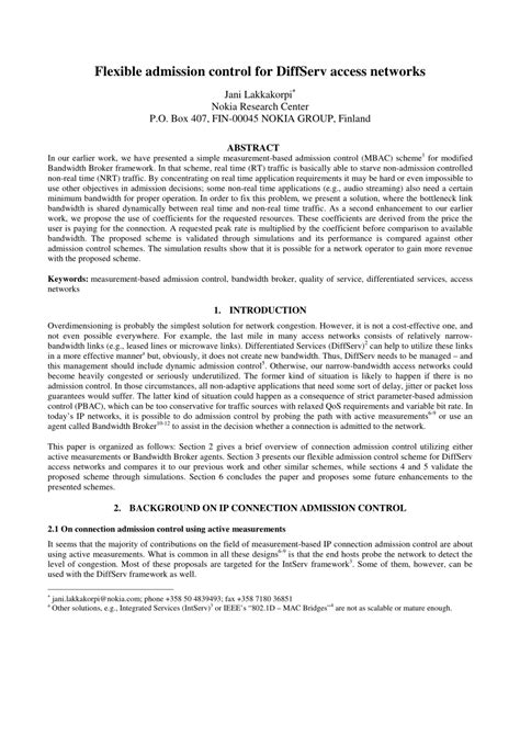 pdf flexible admission control for diffserv access networks