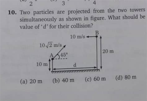 Two Particles Are Projected From The Two Towers Simultaneously As Shown I