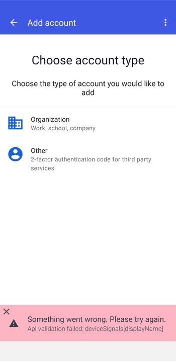 Android Okta Verify Enrollment Fails With Error Api Validation Failed