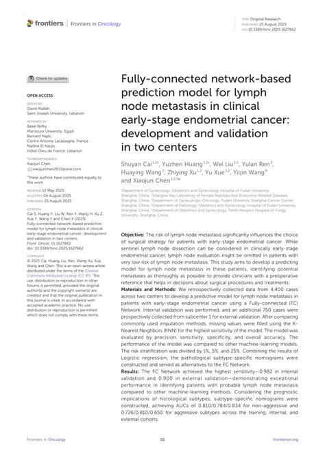 Pdf Fully Connected Network Based Prediction Model For Lymph Node