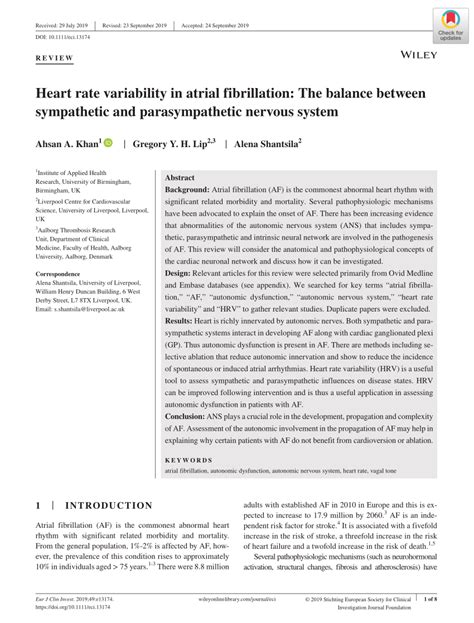 Pdf Heart Rate Variability In Atrial Fibrillation The Balance Between Sympathetic And