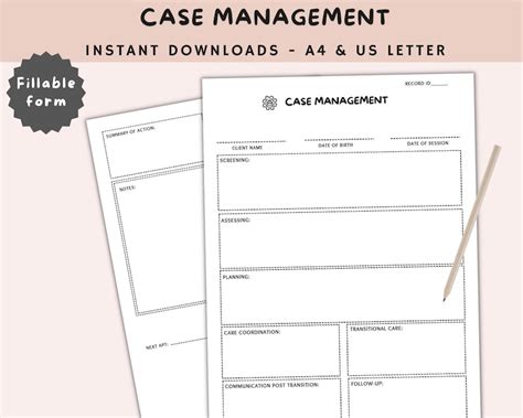 Case Managment Fillable And Printable Template Client Documentation