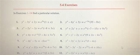 Solved 5 4 Exercises In Exercises 1 14 Find A Particular
