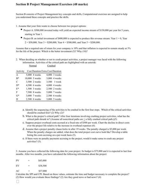 Solved Need Help Asap Section B Project Management Exerci