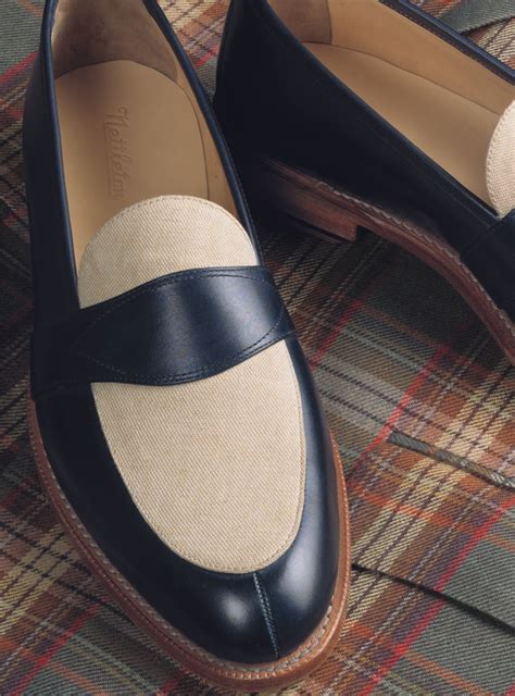 The Charleston Loafer In Navy And Linen The Ben Silver Collection