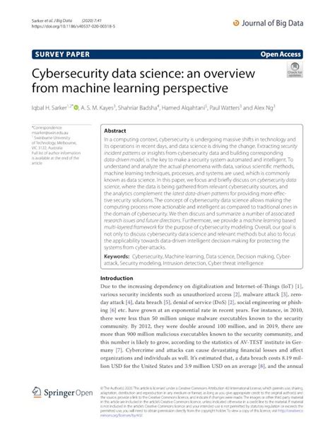 pdf cybersecurity data science an overview from machine