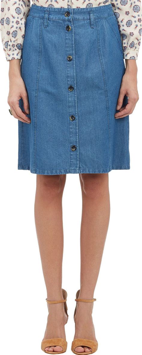 Apc Button Front Denim Skirt Button Front Denim Skirt Womens