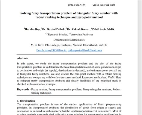 Pdf Solving Fuzzy Transportation Problem Of Triangular Fuzzy Number