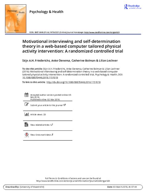 pdf motivational interviewing and self determination theory in a web