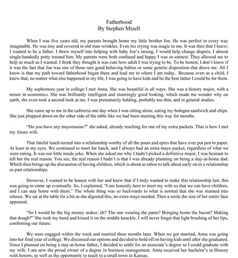 Fatherhood By Stephen Mizell 10 12 Min Cut As Needed 1m Dramatic