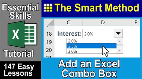 09 02 Add A Combo Box Drop Down List Form Control Without Vba Youtube