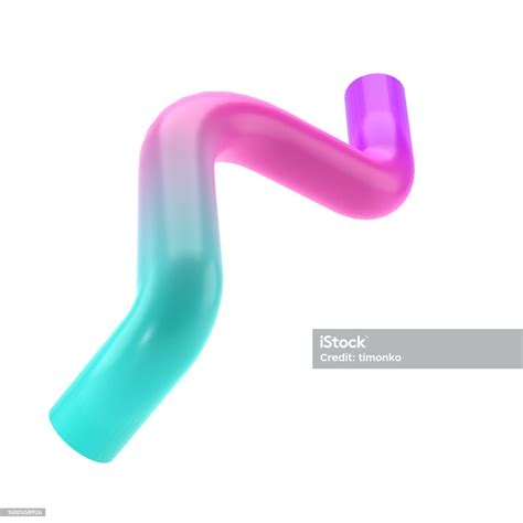 3d 렌더링 모양 추상 파이프 금속 기하학 현실적인 광택 청록색과 라일락 그라데이션 고급 템플릿 장식 디자인 그림입니다 클리핑